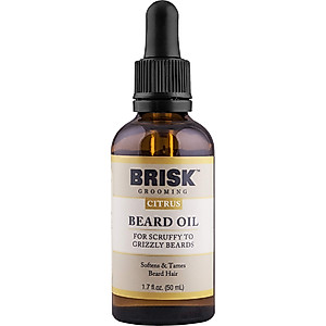 Brisk Beard Grooming Oil Liquid, Citrus for Beard Hair, 1.7 Oz