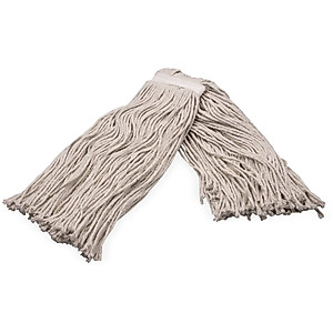 SPARTA Flo-Pac Cotton Mop Head, Cut-End, Narrow Band with White Band for Organized Cleaning, 32 Inches, Tan