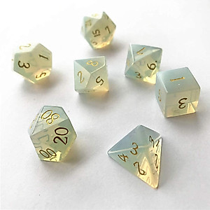 Amatolo Handmade Natural Gemstone Dice Set, Collection Jade Dices for Dungeons & Dragons (Unselected Rose Crystal)