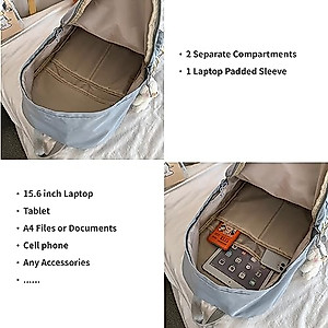 BILIPOPX Kawaii Backpack with Cute Accessories Aesthetic 15.6 Inch Laptop Backpack Pin Plush Pendant (Black,Single Backpack)