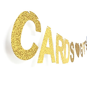 GZFY Cards and Gifts Banner Gold Glitter Letters Hang Bunting | Wedding Decorations | Bachelorette Party | Bridal Shower | Birthday Party Supplies Photo Prop