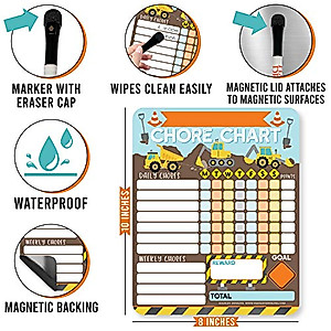 Construction Kids Chore Chart Magnetic, Reward Chart for Kids, Good Behavior Chart for Kids at Home, My Responsibility Chart for Kid, Magnetic Reward Chart for kids Behavior, Chore Chart for One Child