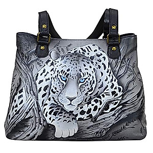 Anna by Anuschka womens Satchel Shoulder Handbag - Genuine Leather, African Leopard, One Size US