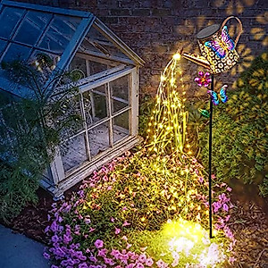 Solar Watering Can with Lights Outdoor Garden Decor,Waterproof LED Garden Stake Lights Decoration for Yard Lawn Patio Pathway Front Porch Landscape Gardening Gift for Mom Grandma Women Birthday Gifts