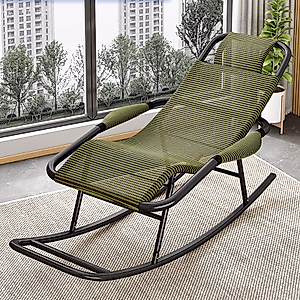 Rattan Chairs Rocking Chair Outdoor Rocker Oversized Rocker, Padded Cushion Comfy Patio Chairs Camping Chairs With Steel Frame For Patio, Backyard, Balcony, Porch, 150KG Weight Capacity ( Color : C )