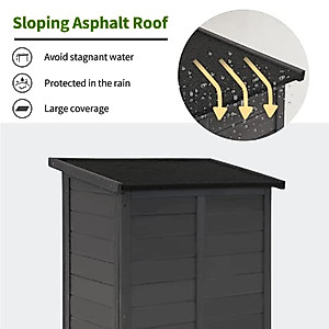 MCombo Outdoor Wood Storage Cabinet, Small Size Garden Wooden Tool Shed with Double Doors, Outside Tools Cabinet for Backyard (24.6”x 18.3”x38.2”) 0985 (Grey)