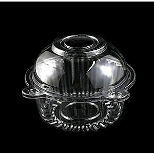 Twdrer 100PCS Plastic Single Individual Cupcake Dome Cup with Lid,Clear Plastic Muffin Holders Cake Cases Boxes Containers for Party,Wedding,Christmas,Holiday