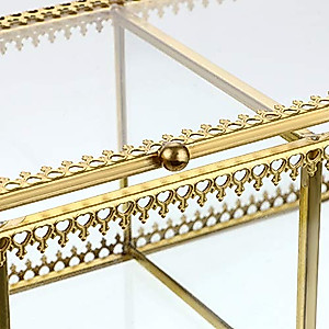 Hipiwe Vanity Glass Countertop Canister Jar with Storage Lid，3 Compartment Beauty Blender Holder Jewelry Box for Cotton Swabs, Qtips Balls, Makeup Sponges，Bath Salts