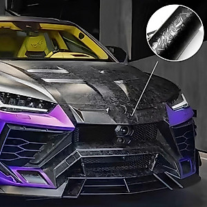 Lypumso Matte Black Forged Carbon Fiber Vinyl Wrap Roll, Anti-Wrinkle Bubble Free Replacement Car Sticker, Premium Self Adhesive Car Wrap Vinyl Automotive DIY Interior Exterior 1ft x 5ft