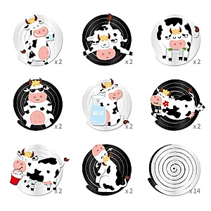 Kristin Paradise 30Ct Cow Hanging Swirl Decorations, Farm Animals Party Supplies, Cow Print Birthday Theme Decor for Boy Girl Baby Shower, Moo 1st Bday Favors Idea