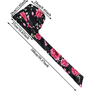 4 Pieces Soft Satin Head Scarf Sleeping Cap Turbans Head Cover Bonnet Head Wear for Women (Set 4)