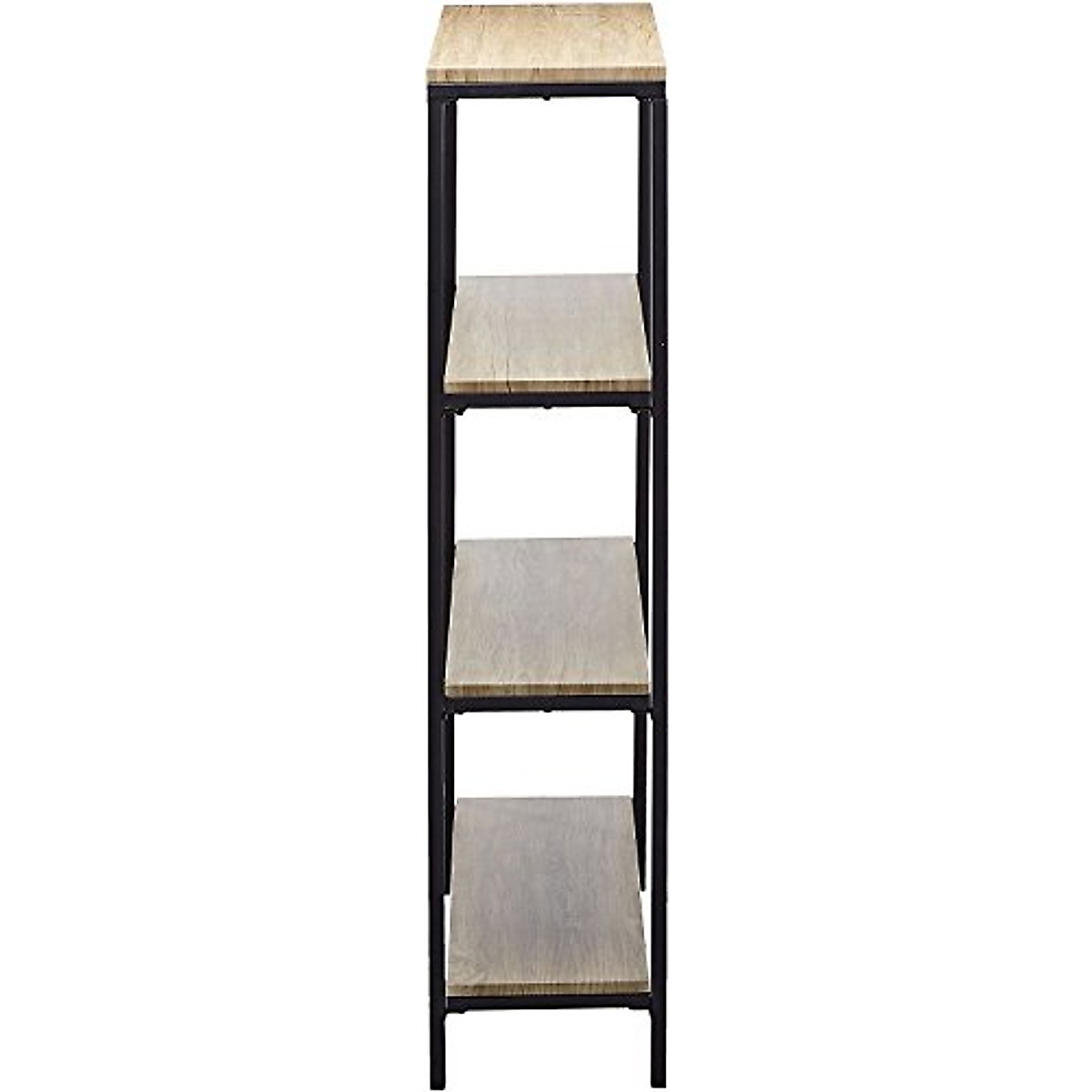 Kings Brand Furniture Grey Finish Wood & Black Metal 4 Tier Shelf Storage Bookcase