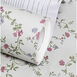 TAOGIFT Peel and Stick Decorative Vintage Floral Contact Paper Shelf Liner for Drawer Liner Cabinets Furniture Window Wallpaper Sticker 24x117 Inches