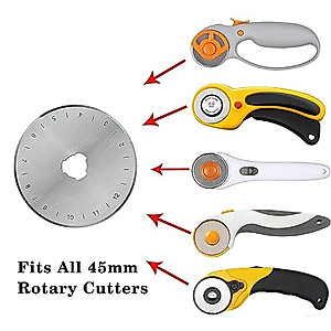 HEADLEY TOOLS 45mm Rotary Cutter Blades 10 Pack Fits Olfa, Fiskars, Replacement Rotary Blade for Arts Crafts Quilting Scrapbooking Sewing, Sharp and Durable