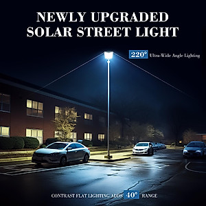 A-ZONE 1500W Solar Street Light Motion Sensor, 6500K Solar Powered Outdoor Lights Dusk to Dawn, Waterproof IP66, Solar Outdoor Lights for Yard, Piazza (2 Pack)