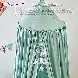 LImiLI Bed Canopy for Kids, Round Dome Kids Mosquito Net Indoor Outdoor Castle Hanging House Decoration Reading Nook Kids Playing Home Decoration(Lake Green)