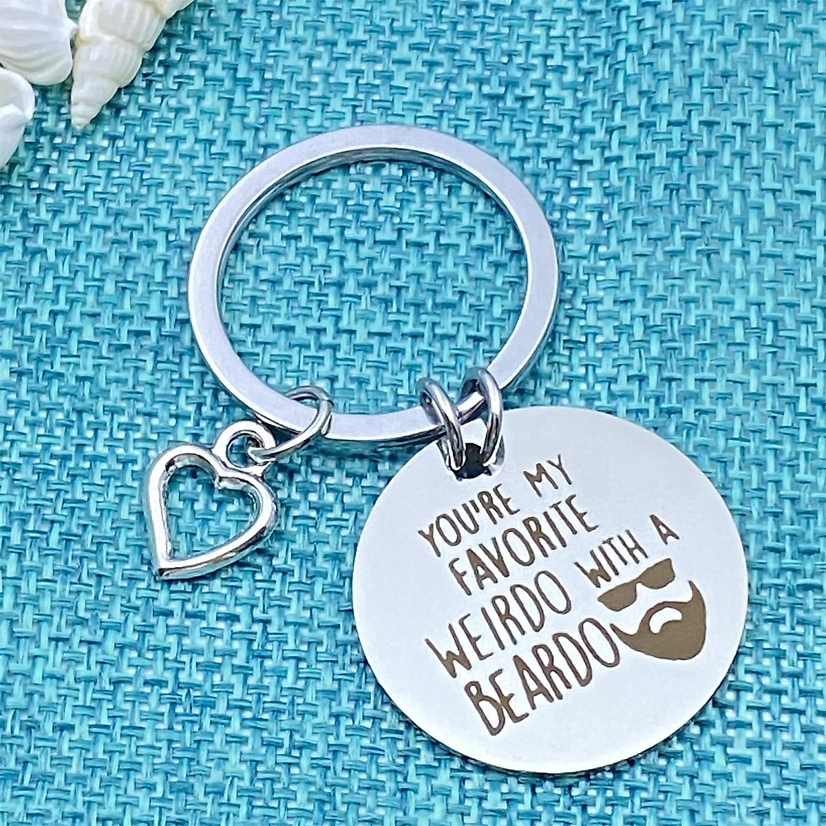 You're my Favorite Weirdo with a Beardo Keychain Funny Valentine's Day Gifts Keyring for Boyfriend Husband Bridegroom Fiancé Father's Day Keyring Anniversary Birthday Christmas Gifts for Men Jewelry