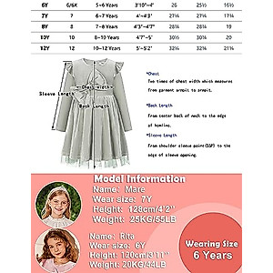 GRACE KARIN Girls Red Velvet Dress Crew Neck Christmas Fall Winter Party Dresses Size 5-6