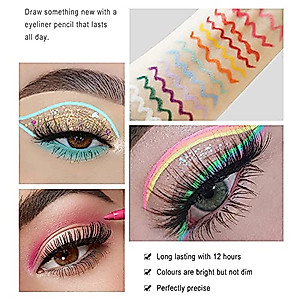 BONNIE CHOICE 20 PCS Colored Eyeliners Pencil Set, 20 Colors Waterproof Long Lasting Retractable Matte Colorful Eyeliner Milti-Functional Eyeliner Eyeshadow Pen Gifts for Women