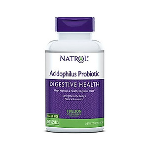 Natrol Acidophilus 100mg Capsules, Unflavored, Purple, 150 Count, Pack of 3