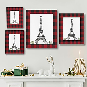 JXDXHCW 4x6 Picture Frame Red Buffalo Plaid Home Gallery Wall Tabletop Decor with Stand Hanging Hook for Photos Certificate Poster Collage Display-Checkered Pattern Frame