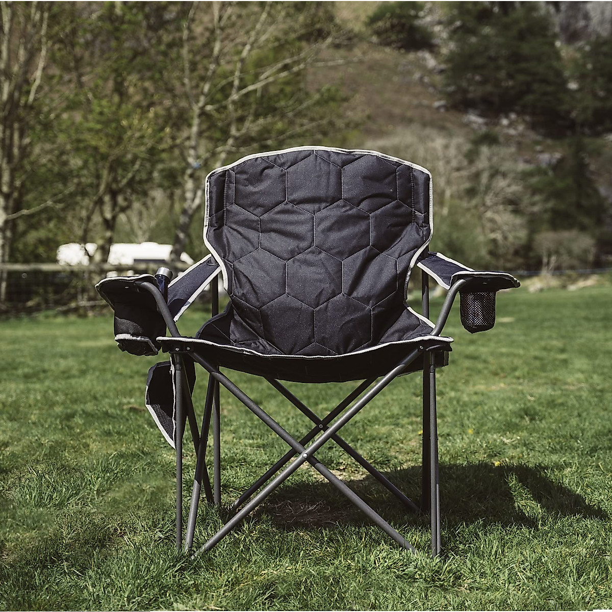 SUNNYFEEL XXL Oversized Camping Chair Heavy Duty 500 LBS for Big Tall People Above 6'4 Padded Portable Folding Sports Lawn Chairs with Armrest Cup Holder & Pocket for Outdoor/Travel/Picnic/Camp
