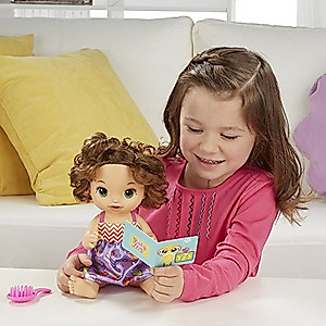 Baby Alive C2695 READY FOR SCHOOL BABY: Brown Hair Baby Doll, School-Themed Dress, Doll Accessories Include Notebook & Brush, Doll For 3-Year-Old Girls and Boys and Up, Multicolor (Amazon Exclusive)
