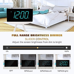 Rocam Digital Alarm Clock for Bedrooms - Large 7.5'' LED Display with Dimmer, Snooze, 7 Color Night Light, Easy to Set, USB Chargers, Battery Backup, 12/24 Hour for Kids,Heavy Sleepers(Blue)