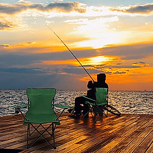 Cambyso Camping Chairs 2Packs Outdoor Chairs Foldable Portable Lawn Chair Ultra-Light Easy to Carry Fishing Chairs with Beverage Holder Heavy Duty Green