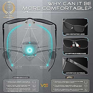 ATTCL Men's Retro Metal Frame Driving Polarized Sunglasses For Men 18587black