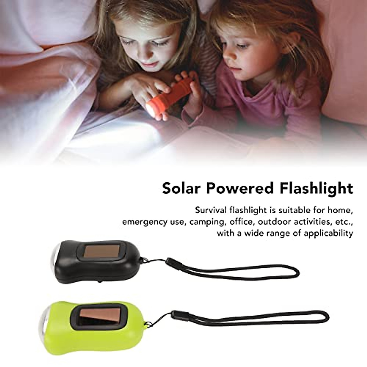 2pcs Hand Crank Flashlight Portable Rechargeable Lightweight Black Green Solar Powered Flashlight for Home, Emergency Use, Camping, Office, Outdoor Activities, Etc