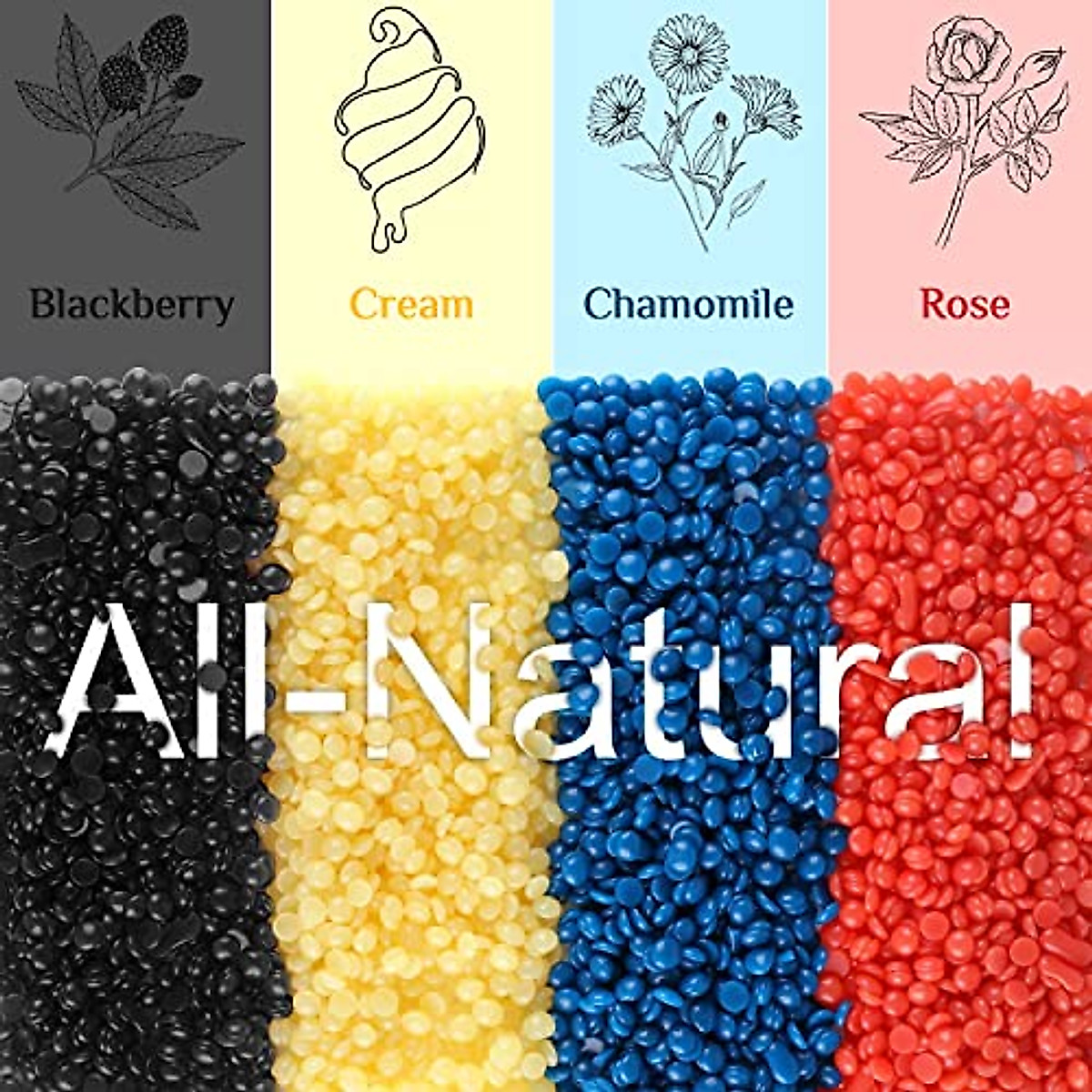 Wax Warmer, PURECLEAN Hair Removal Home Waxing Kit, Hard Wax Kit with 4 Formula Wax Beads for Body Women Men at Home Waxing