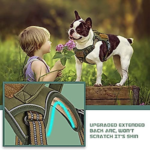 BUMBIN Tactical Dog Harness for Medium Dogs No Pull, Famous TIK Tok No Pull Dog Harness, Fit Smart Reflective Pet Walking Harness for Training, Adjustable Dog Vest Harness with Handle Green M