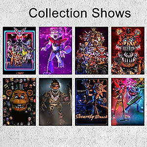 Pounchi FNAF Security Breach Wall Poster （8-Pack） 11.5" x 16.5" FNAF Unframed Version HD Canvas Printing Poster for Living Room Bedroom Club Wall Art Decor for Teens
