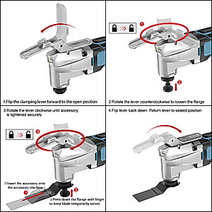 WESCO 20V Cordless Oscillating Tool Kit, 2.0Ah Oscillating Multi-Tool, 3° Oscillation Angle, 6 Variable Speed 5000~20000 OPM, 16pcs Universal Accessories Kit for Sanding Cutting