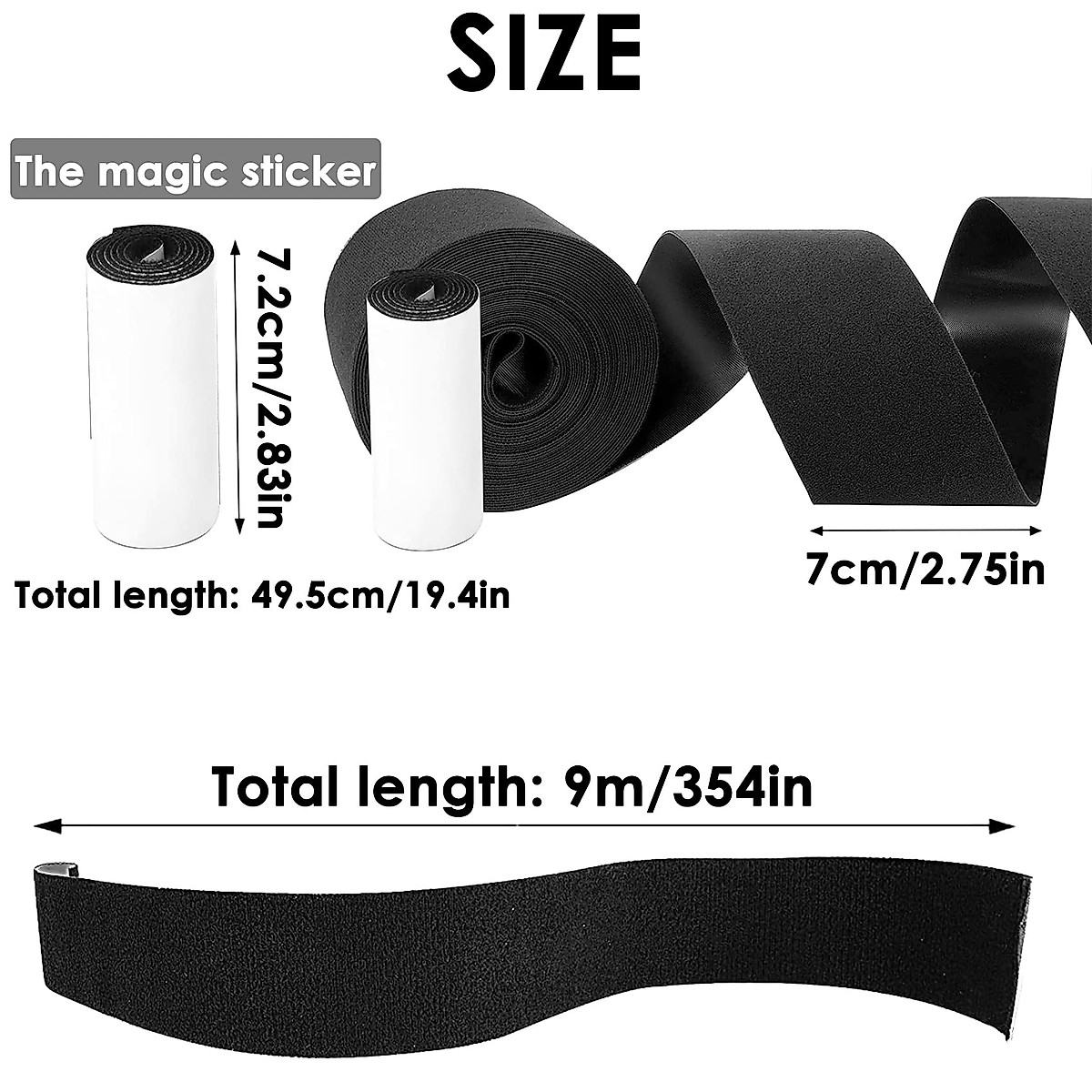 NA Rovepic 394 Inch Couch Gap Blocker Adjustable Bumper for Under Furniture with 19.5 Inch Adhesive Mounting Strap Avoid Things Sliding Under Furniture Bumper Stopper Guards for Bed Bottom (Black)