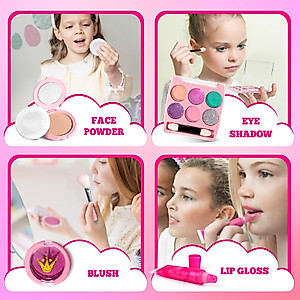 ULOVEME Kids Washable Makeup Kit for Girls 4-6 with Small Coin Purse(5.5x5.25in) - Real, Non Toxic Makeup for Little Girls - Umicorns Gifts for Girls