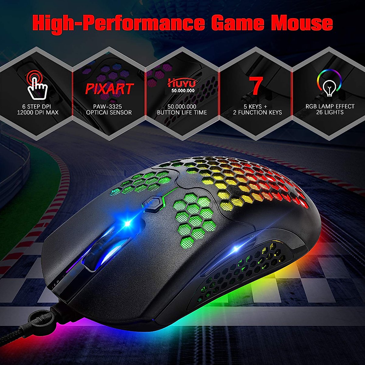 Wired Gaming Keyboard and Mouse,3 in 1 Gaming Set,Green LED Backlit Mechanical Keyboard,12K DPI Superlight Gaming Mouse,Large Mouse Pad for PC Gamer