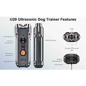 RC Ultrasonic Bark Deterrent |Anti-bark Training Device and Corrector Behavioral |Stop Bad Behavior with LED Lights |1-Year Warranty (Charcoal, New Upgraded)-(6M - 8Years)