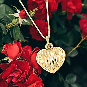 Lucchetta - Women's 14k Gold Puffed 3D Heart Pendant | Necklace 16+2" | Italian Jewelry from Italy