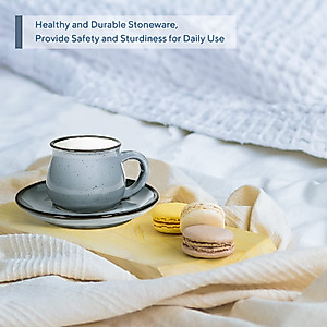 Turkish Coffee Cup Set of 6,Cute Coffee Mugs,Demitasse Cup,28 Ounce,Sleek Grey-SENWAKO