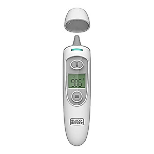 BLACK+DECKER 3-in-1 Infrared Thermometer for Kids and Adults with Fever Alarm, Forehead/Ear/Object Modes, Mute Function for Sleeping Babies, Fast Response Time and Auto Shutdown (BDXTMB100), White
