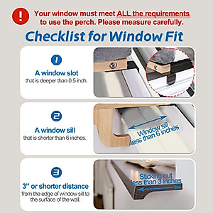 Zakkart Cat Perch for Window Sill with Bolster - Orthopedic Hammock Design with Premium Hardwood & Robust Metal Frame - Cat Window Seat for Large Cats and Kittens - Nartural Color Wood with Gray Bed