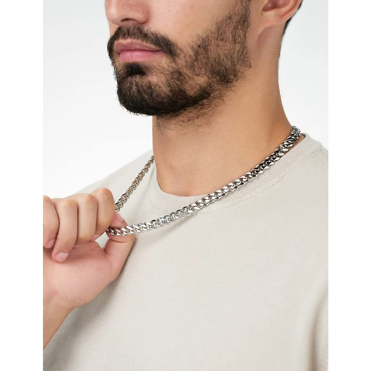 Waitsoul 925 Sterling Silver Cuban Chain Lobster Clasp 8mm Silver Cuban Link Curb Chain Necklace for Men Women Diamond Cut 20 Inches