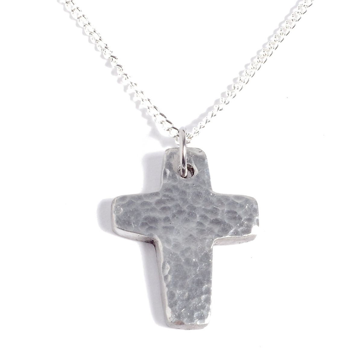 Anniversary 10th Wedding - Hammered Pure Tin Cross Pendant