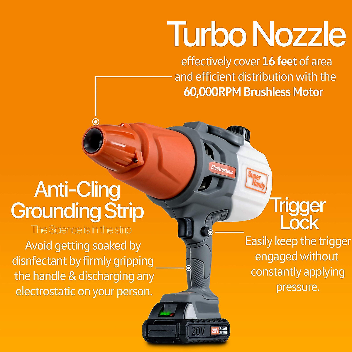 SuperHandy Electrostatic Disinfectant Indoor Sprayer 20v 45oz and Plate Compactor 20x15 Plate 4200lbs Compact Force [Bundle Deal]