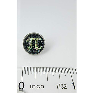 Stainless Steel Pi Print Glass Stud Earrings 12mm