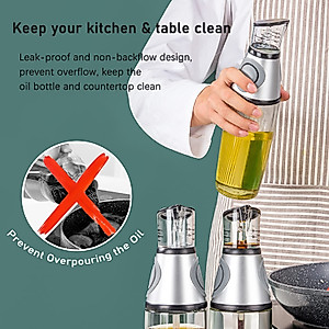 KITWILD Oil Dispenser Bottle for Kitchen, 17oz Olive Oil Dispenser, Cooking Oil and Vinegar Dispenser Bottle Oil Sprayer Bottle Clear Glass Refillable with Measuring Scale Pump