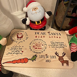 Personalized Christmas Eve Treats w/Wooden Santa Plate, Platter Board, Placemats