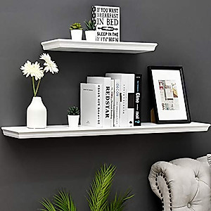 WELLAND 8" Deep Floating Shelves Wall Mounted Shelf (White, 48inch)